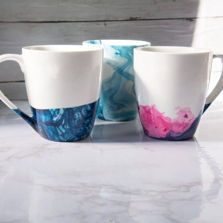 Marbled Nail Polish Dipped Mugs - The DIY Nuts