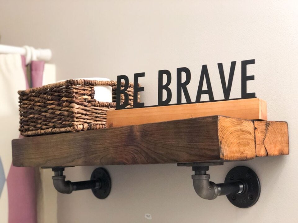 DIY Rustic Bathroom Pipe Shelving Idea - The DIY Nuts