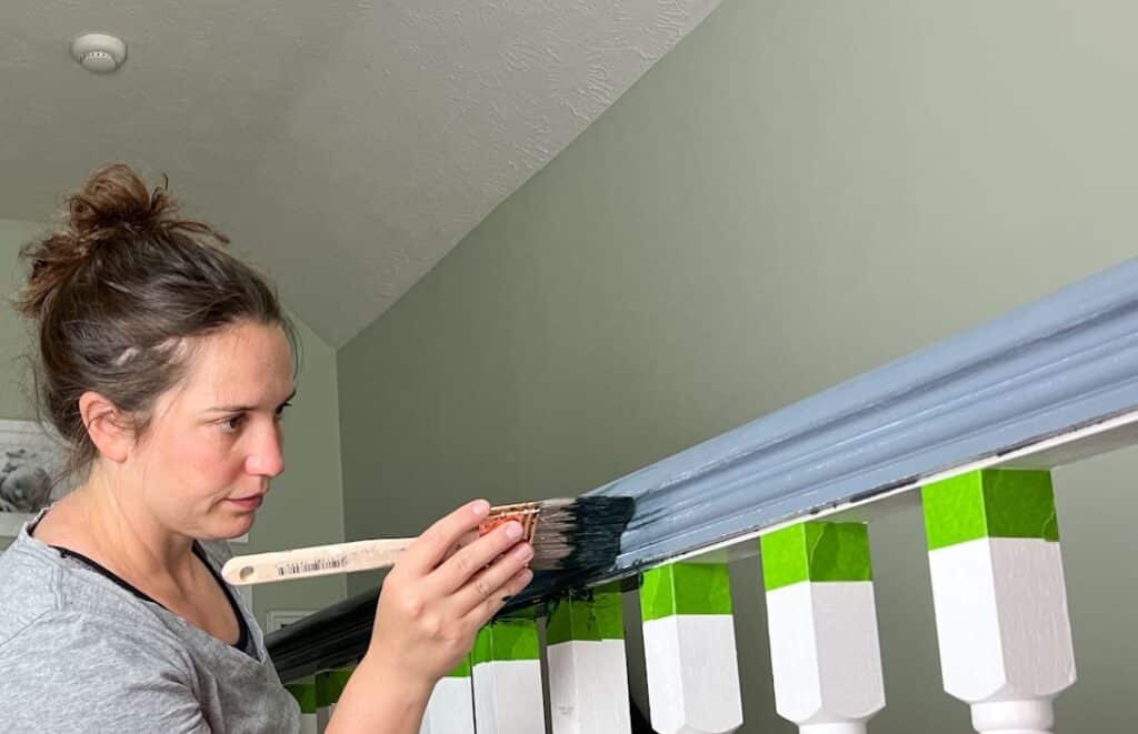 How To Easily (re)Paint Your Stair Handrail & Banister Black - The DIY Nuts