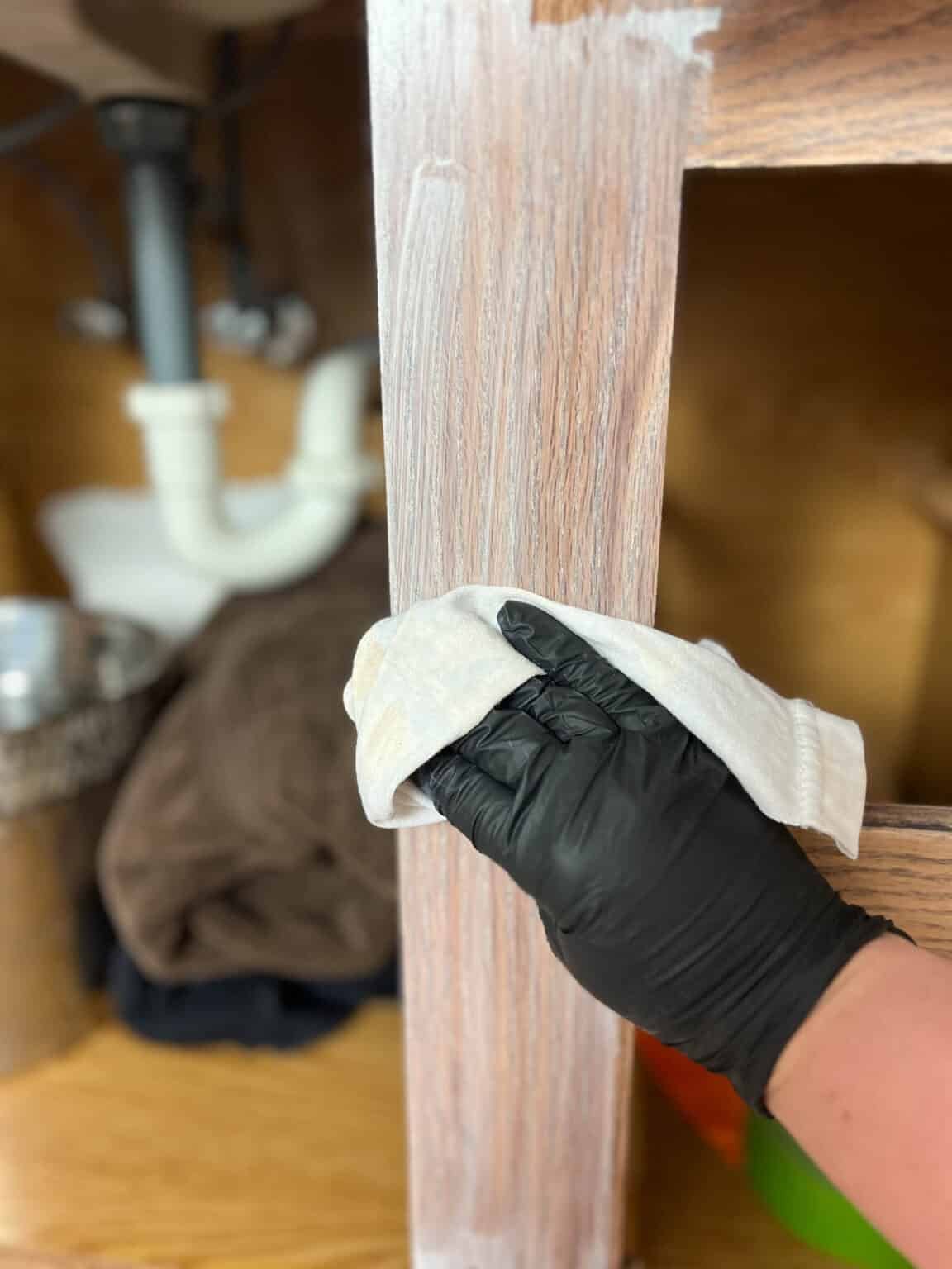 How To Whitewash Oak Cabinets For A Boho Chic Vanity Makeover - The DIY ...