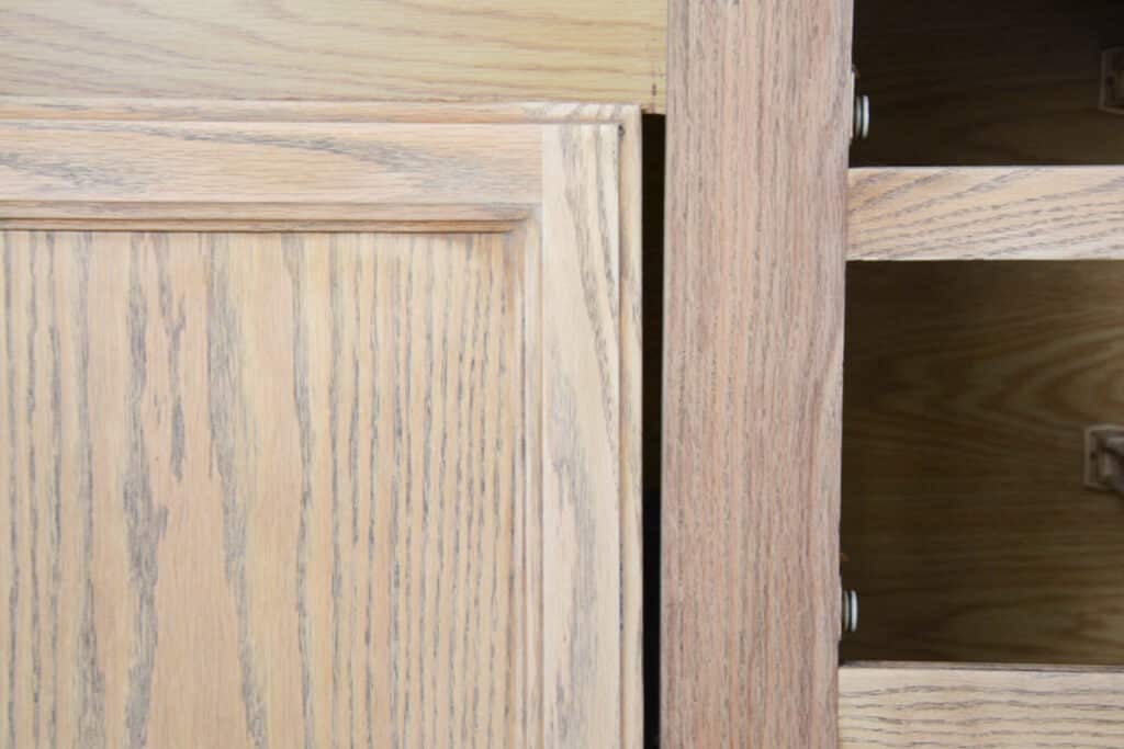 How To Whitewash Oak Cabinets For A Boho Chic Vanity Makeover - The DIY ...